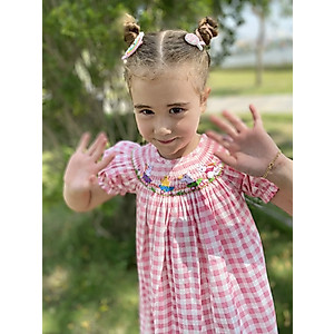 Baby Infant Girl Easter Bunny Parade Egg Hunting Hand Smocked Bishop Dress Pink Gingham 12 Months