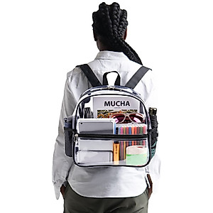 Fomaris Mini Clear Backpack 12x12x6 Stadium Approved Clear Backpacks Small Plastic Transparent Backpack for Sports Event Concert (Black)