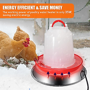 Gsbomzap 12 Inch Chicken Water Heater Base, 5 Gallons Poultry Drinker Heater Base with Thermostat and Power Cord, Automatic Electric Poultry Winter Deicer Heated Base for Plastic/Metal Chicken Waterer
