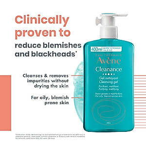Avene Cleanance Cleansing Gel Soap Free Cleanser for Acne Prone, Oily, Face & Body, 13.5 Oz