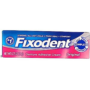 Fixodent Denture Adhesive Cream Original, Multi, 0.75 Oz, Pack of 4