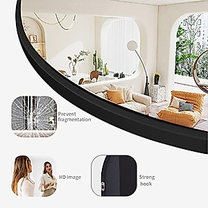 COFENY Full Length Mirror, 71" x 30" Black Arch Floor Wall Mirror, Stable Bracket Glass, Multiple Installation Ways