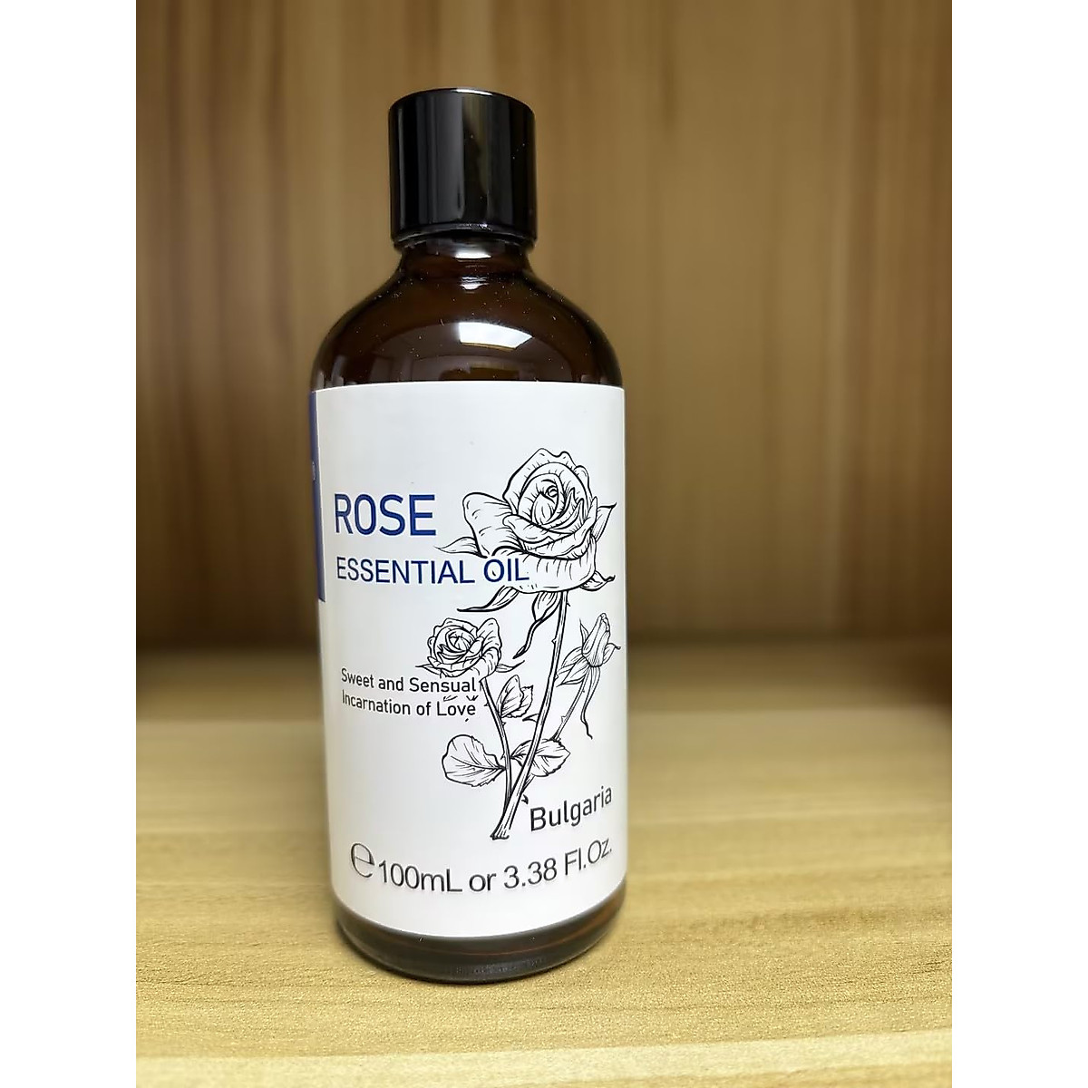 HIQILI Rose Essential Oil 3.38 Fl Oz, 100% Pure Natural for Aromatherapy, Diffuser, Skin Care, Massage, Includes Premium Quality Glass Dropper