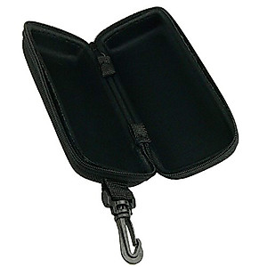 M-world Glasses Case Sunglasses Case Hard Shell with Clip Hook Zipper Closure Slim Small Square Black