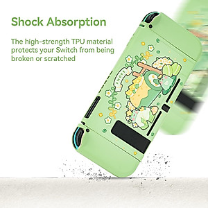 GeekShare Protective Case Compatible with Switch, Soft TPU Slim Case Cover Compatible with Switch Console and Joy Con Controller - Matcha Froggy