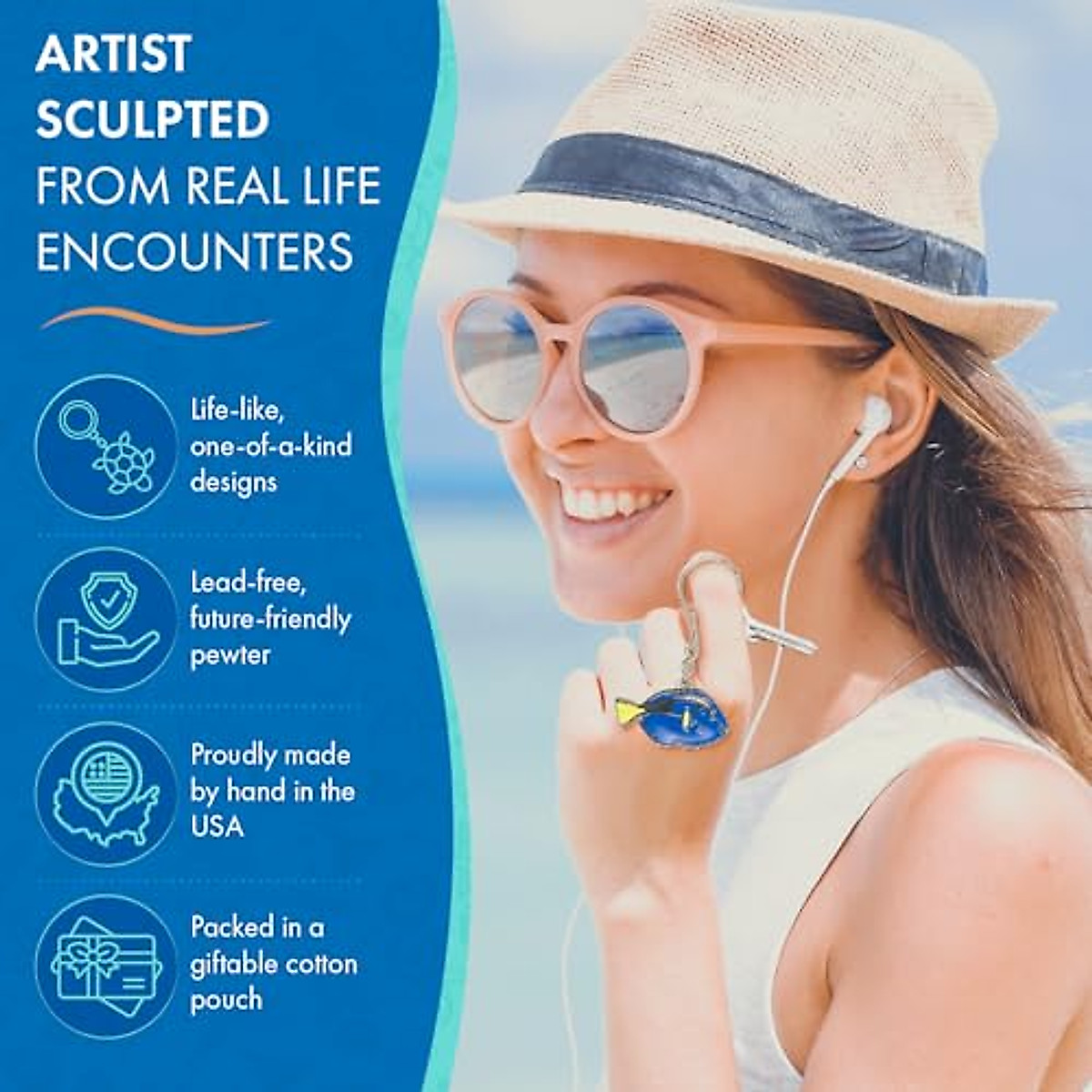 Big Blue by Roland St John Whale Shark Keychain for Men and Women -Whale Shark Keychain Charm, Gifts for Shark Lovers, Realistic Pewter Keyring, Sea Life Key Chain, Scuba Diving Gifts