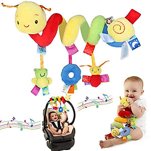 ifundom Car Seat Toys, Toys for Car Seat Crib Mobile Bed Around Rattle Bell Cartoon Insect Stroller Hanging Stuffed Wrap Spiral Safety Plush Toys for Crib Bed Stroller Car Seat Bar
