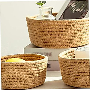 Happyyami 3 Pcs Sundries Storage Basket Organizer Baskets for Shelves Box with Lid Decorative Storage Toy Baskets Mini Woven Basket Magazine Baskets Wardrobe Baskets Sundries Box Small Child