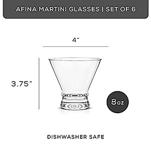 JoyJolt Martini Glasses Set of 6 - Cocktail Glasses - 8oz Stemless Martini Glasses - Margarita Glasses - Liquor Drinking Glasses - Bar glass - Glass Dessert Cups - Martini Glass Cups