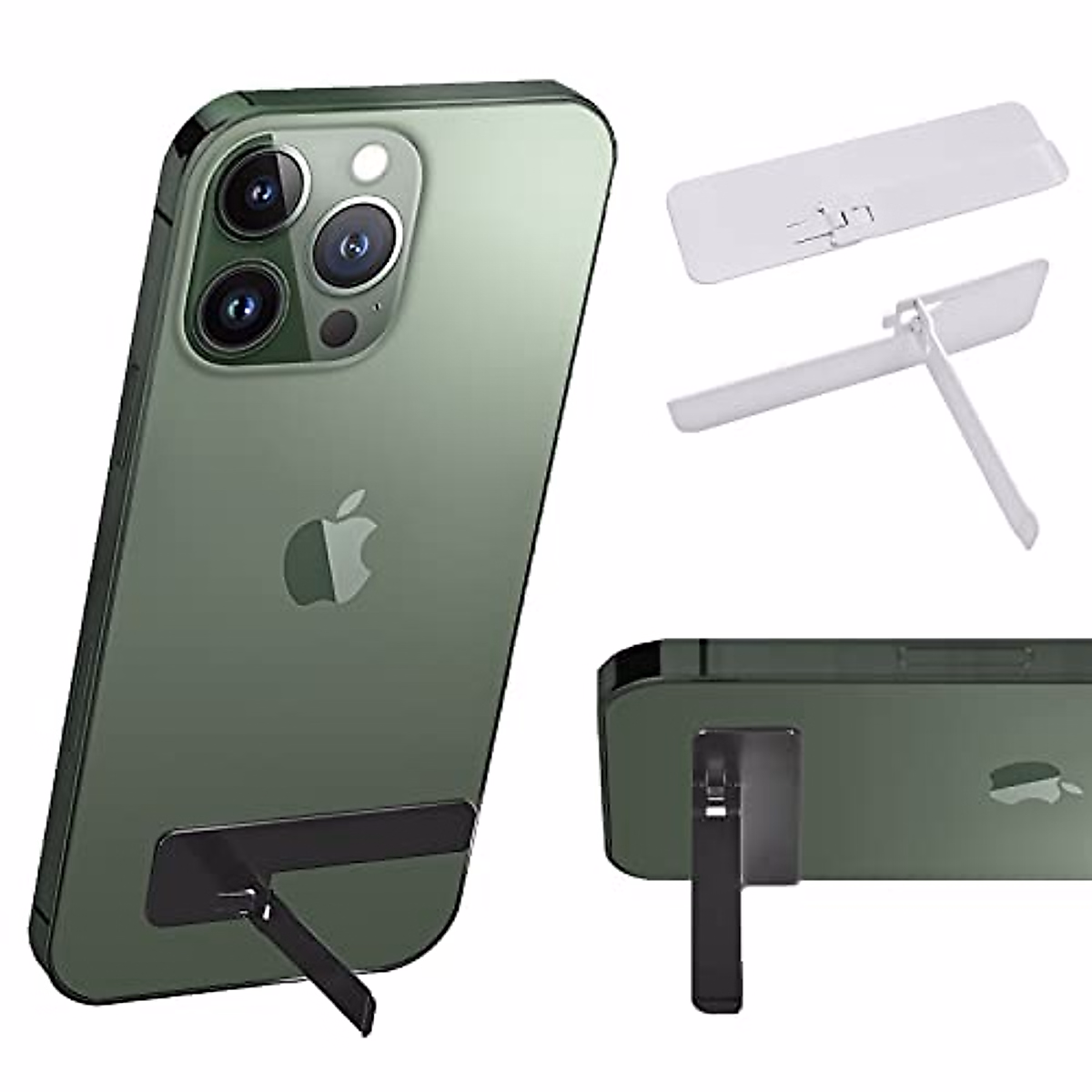 2 Pack Ultra Thin Phone Kickstand, Kickstand For Phone,Cell Phone Kickstand,Invisible Foldable Phone Stand Made of All Metal,Vertical and Horizontal Stand,Compatible with Any Cellphone (White-2pcs)