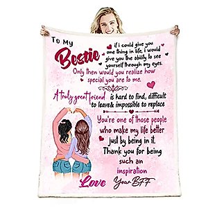 Best Friend Birthday Gifts for Women, Friendship Gifts for Women Friends, Best Friend, Best Friend Blanket 50 x 60, Soft Sherpa Throw Blanket Gifts for Women Sister Girls BFF