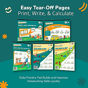 Best value Channie’s Visual Math, Handwriting, and Cursive Bonus Pack of 5 Separate Workbooks, Grades 1st – 3rd, Size 8.5” x 11” With FREE Alphabet Card