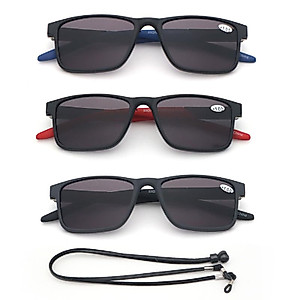 3 Pack Reading Glasses,Sport Square Frame Outdoor Reading Sunglasses for Women Men Sun Readers +4.00 - Not Bifocals