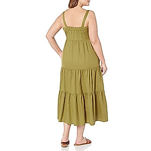 The Drop Women's Britt Tiered Maxi Tent Dress, Olive Oil, M