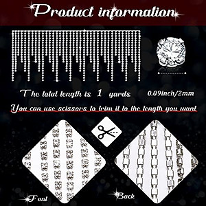 MTLEE Trim Rhinestone Fringe Belt Beaded Ribbon Tassel Chain for Jeans Clothing Accessories DIY Decoration (1 Yard, Silver)