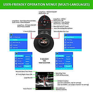 Megaorei 3 A 720p HD Hunting Night Vision Scope Camcorder Monocular Clip on Attachment with Built-in 850nm Infrared IR Flashlight (Without TF Card and Battery)