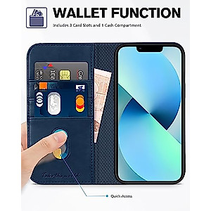 TUCCH Case for iPhone 13 Wallet Case 5G, [Card Holder] Slots Folio PU Leather Cover, Kickstand Flip Case with [TPU Shockproof Interior Case] Compatible with iPhone 13 6.1-inch 2021, Brown & Dark Blue