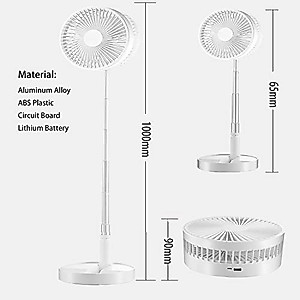 SDYXJ Portable Fan Rechargeable, Stand & Table fan Folding Telescopic & Adjustable Height for Office Home Outdoor Camping with remote (white)