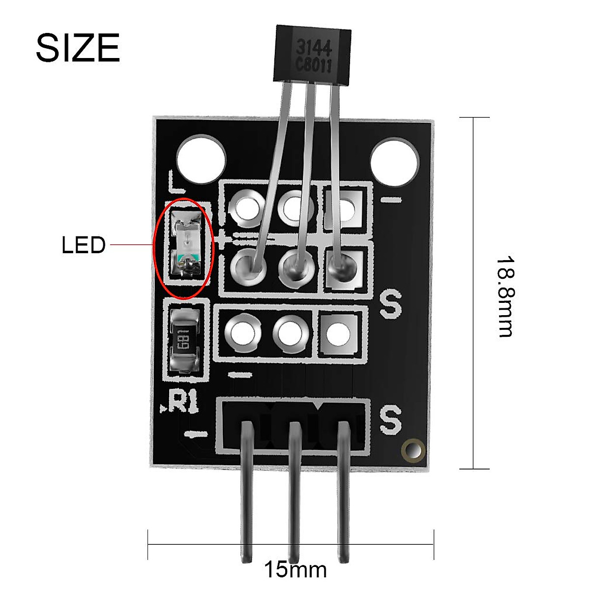 Hall Effect Magnetic Sensor Module, 3144E A3144 Hall Effect Sensor KY-003 DC 5V for Arduino PIC AVR Smart Cars by MUZHI(6 Pcs)