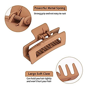 Vsiopy 6pcs 3.5 Inch Medium Large Claw Clips For Thick Hair, Big Hair Clip For Thin Hair, Girls' Hair Clips Claw, Neutral Hair Clips for Women, Matte Square Hair Claws Clips For Hair
