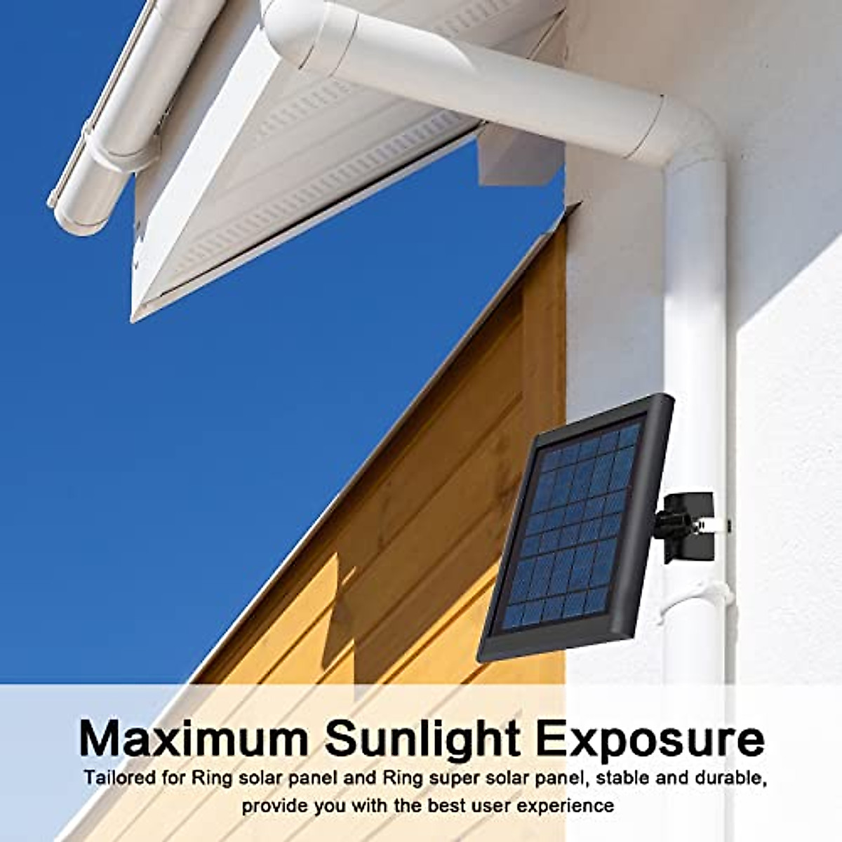 Outdoor Mount for Ring Solar Panel and Ring Super Solar Panel, Fits 1.96-7.87 inch Pole, Tree, Cylindri Rail, Drainage Pipe, No Punching Needed(Black, 1 Pack)