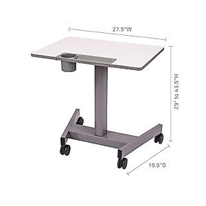 Offex Student-P Mobile Classroom Height Adjustable Cup Holder Student Pneumatic Sit/Stand Desk - Light Gray/Medium Gray