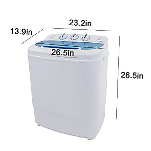 ROVSUN 15LBS Portable Washing Machine with Draining Pump, Electric Mini Washer with Twin Tub, Great for Home RV Camping Mini Dorms Apartments College