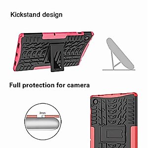 Tablet PC Case Tablet Cover Compatible with Samsung Galaxy TAB A8 10.5 X200 / X205(2021) Tire Texture Shockproof TPU+PC Protective Case with Folding Handle Stand Protective Cover (Color : Orange)