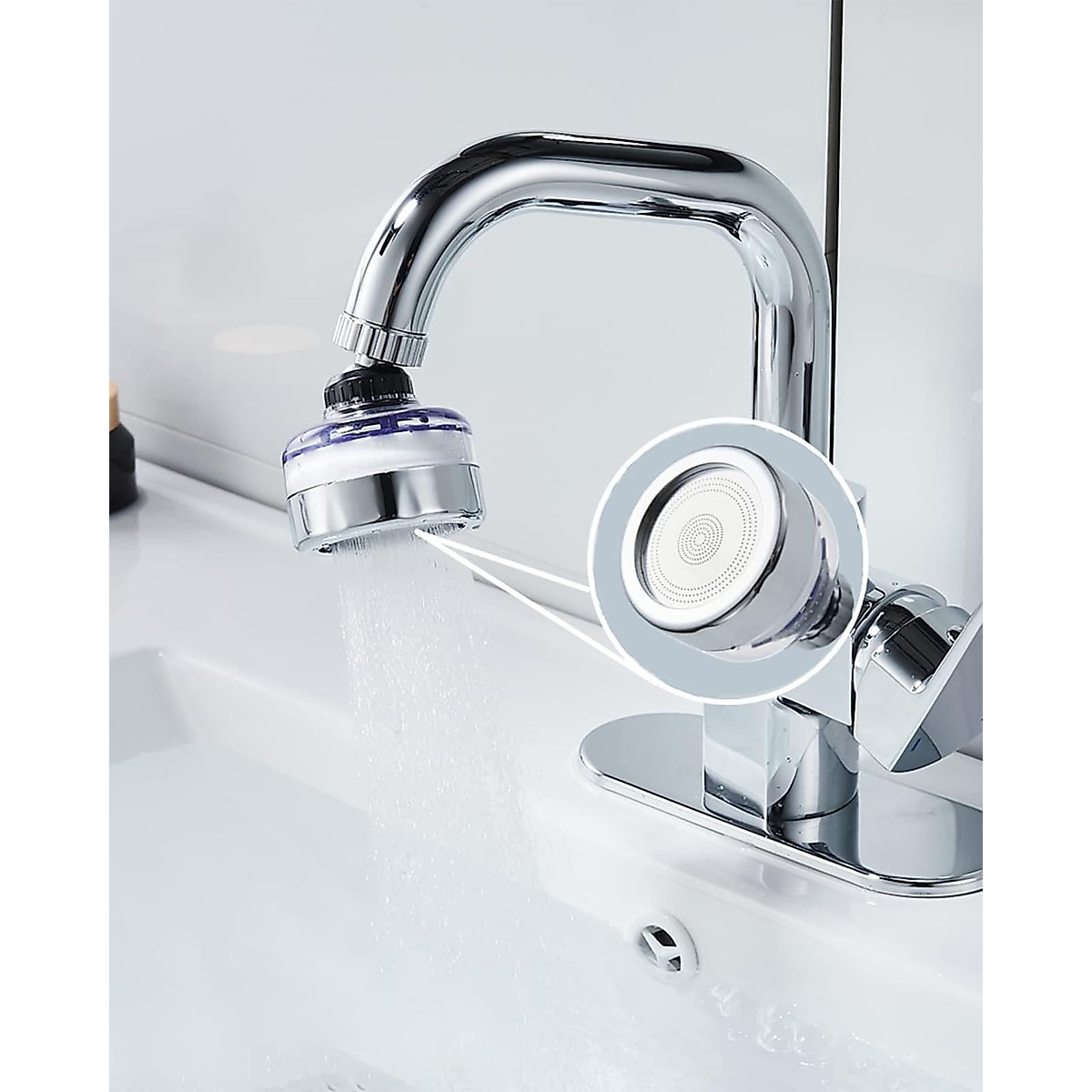 Faucet Filter, 360°Rotating Bathroom Sink Filter, Purifier Kitchen Faucet Filter to Remove Chlorofluoride Heavy Metal Hard Water, Kitchen Bathroom Universal Sink Water Filter Faucet.