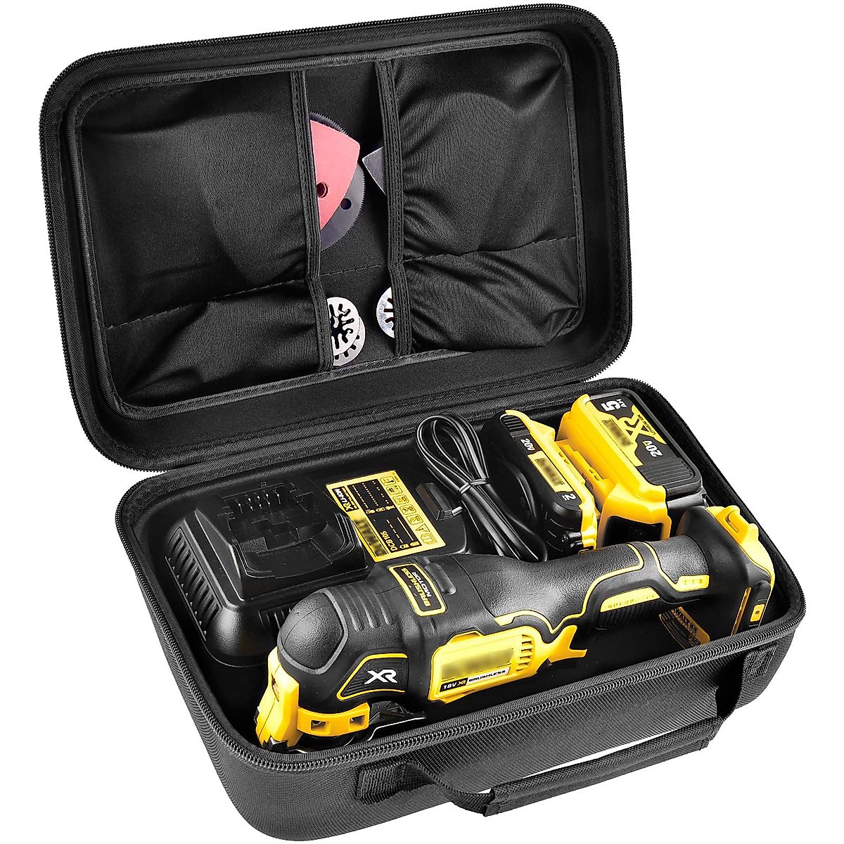 Case Compatible with DEWALT 20V MAX XR Oscillating Multi-Tool DCS354B/ DCS356B, Large Carrying Storage Box Fits for DEWALT 20V MAX XR Battery & Charger,Blades,Sanding Pads and Accessories (Box Only)