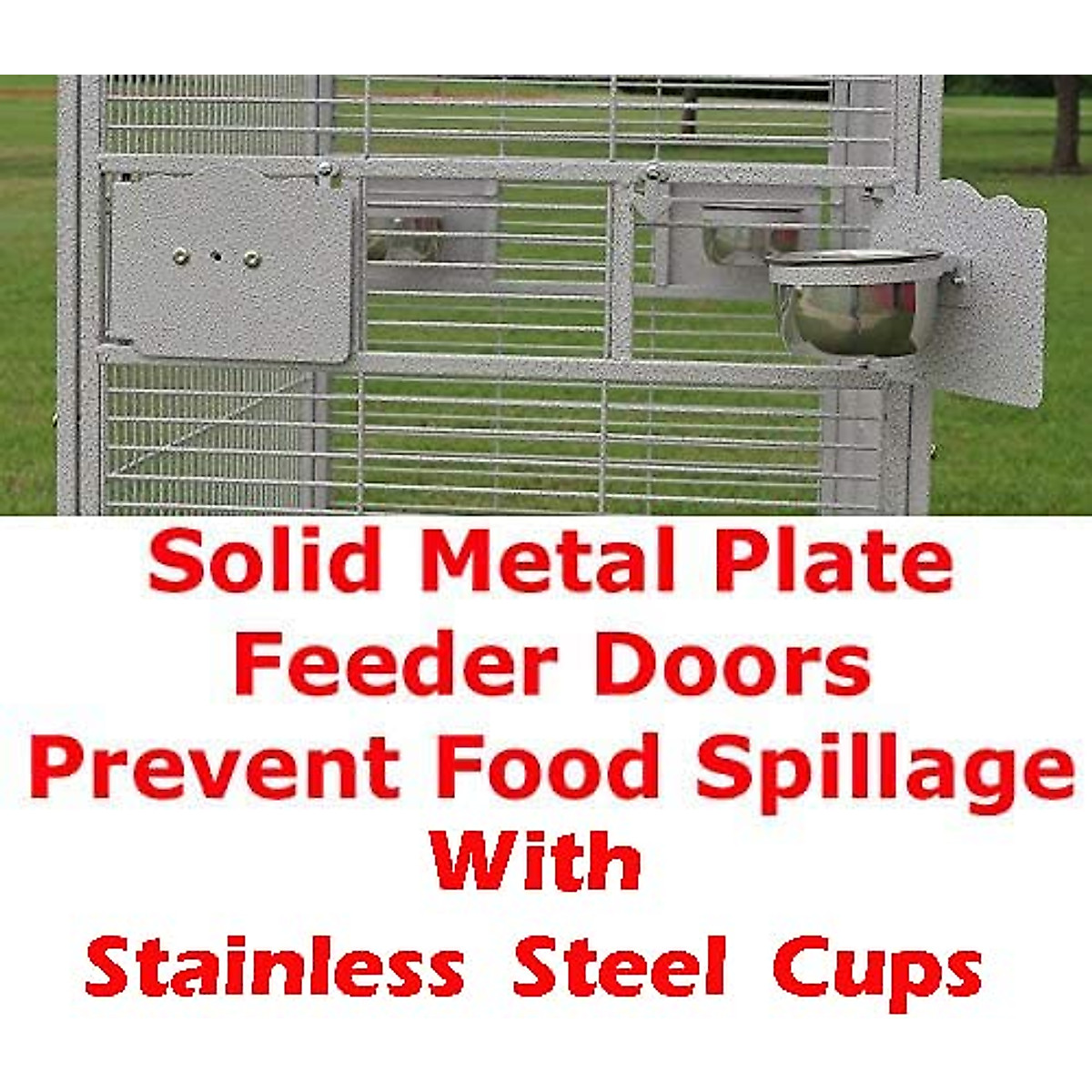 4 Size, Castle PlayTop Parrot Cage for Large Macaws Cockatoos African Grey Amazon (40" x 30" x 72"H White Vein)