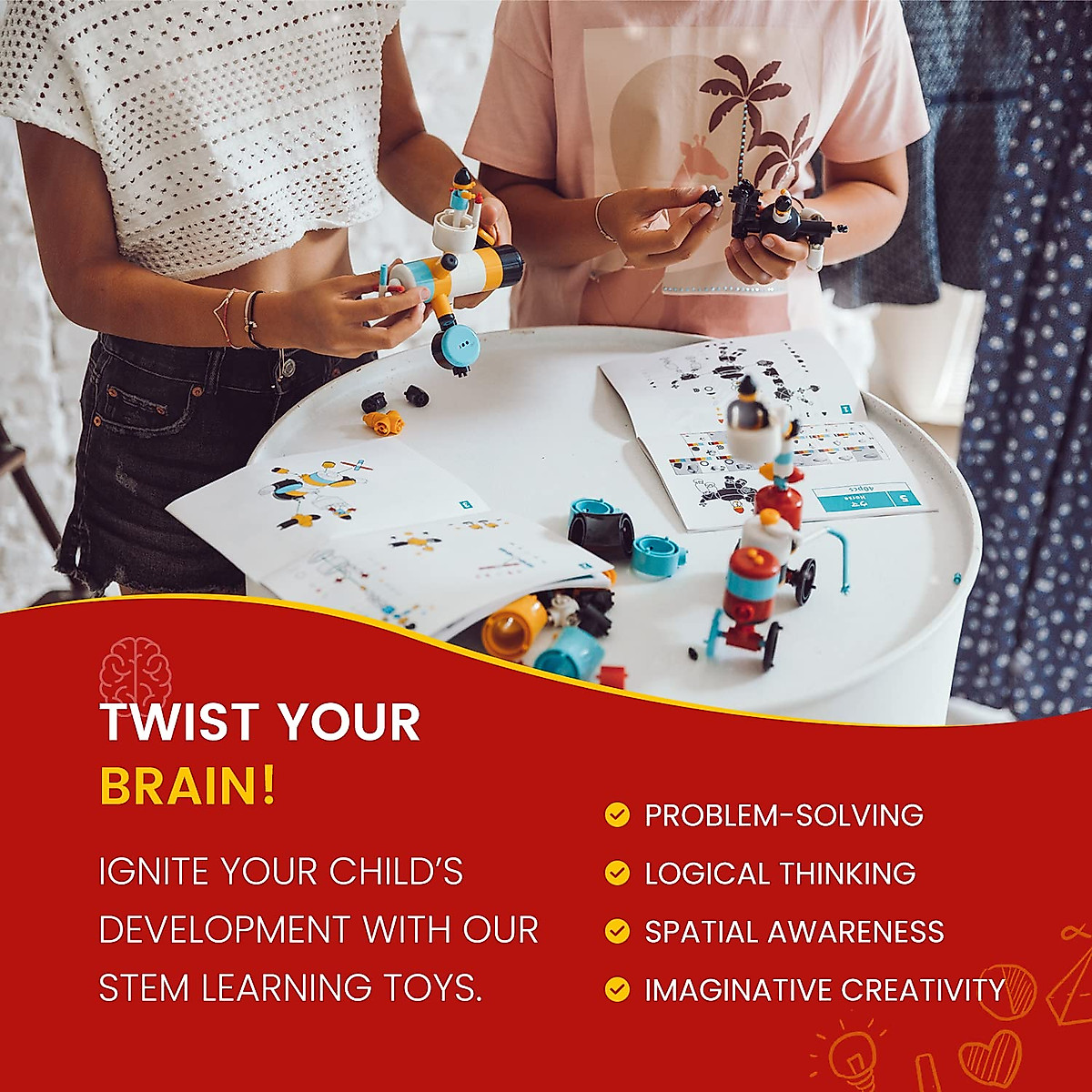 Tublock Challenger Set (SML 154 Pieces) | Creative & Educational Brick Building Toys for Girls & Boys | Easy to Connect Building Bricks Set | Innovative Curved Bricks for Building with Movable Pieces