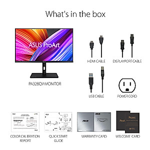 ASUS ProArt Display 31.5” 1440P Monitor (PA328QV) – IPS, QHD (2560 x 1440), 100% sRGB, 100% Rec.709, Color Accuracy ΔE < 2, Calman Verified, DisplayPort, HDMI, USB Hub, Height Adjustable (Renewed)