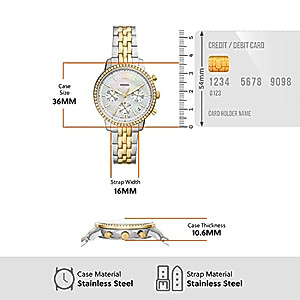 Fossil Women's Neutra Quartz Stainless Steel Chronograph Watch, Color: Gold/Silver (Model: ES5216)