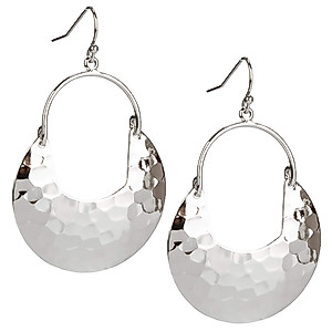 SPUNKYsoul Crescent Hammered Silver Bucket Earrings in Gold or Silver for Women (Silver)