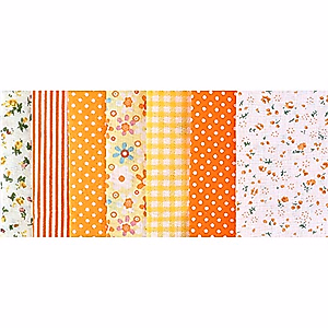 7pcs Cotton Fabric Package 19.7"x19.7", 100% Cotton Quilting Fabric, Wrapping Cloth, Bundles of Fabric for DIY Patchwork Sewing (Orange)