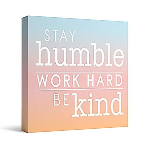 Barnyard Designs 'Stay Humble' Wooden Box Sign Motivational Desk Decor, Primitive Decor Office Desk Decorations for Women Office Bathroom Shelf Decor, Inspirational Desk Decor, 8x8