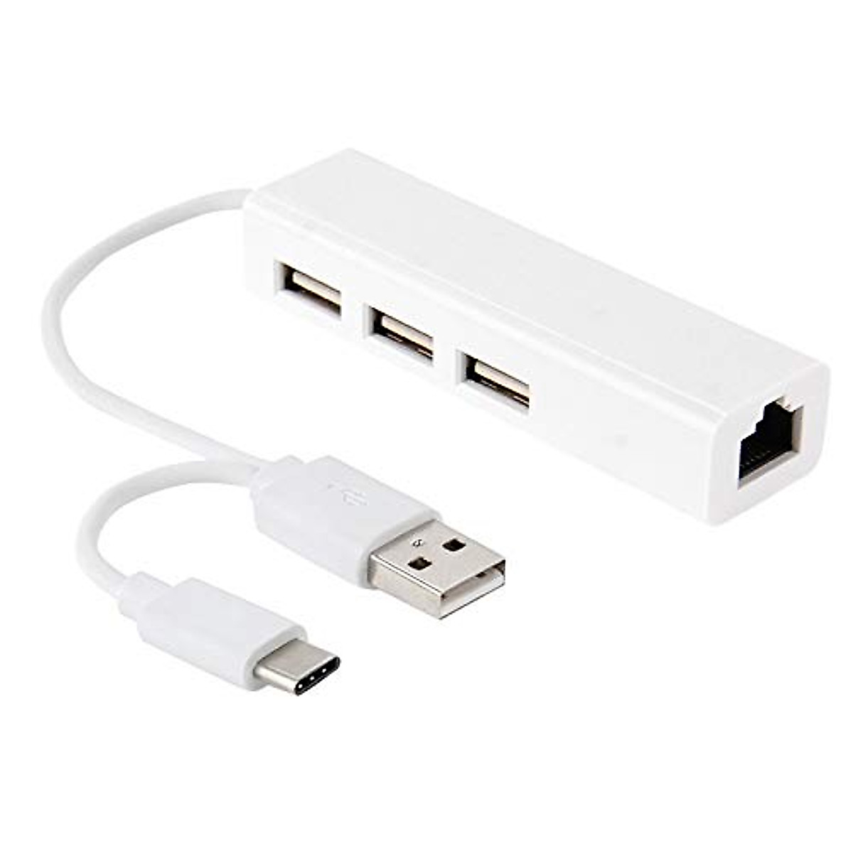 Jiali USB-C Hub Converter USB-C/Type-C 3.1 to 3 Ports USB HUB + Ethernert Adapter, for Galaxy S8 & S8 + / LG G6 / Huawei P10 & P10 Plus/Xiaomi Mi6 & Max 2 and Other Smartphones
