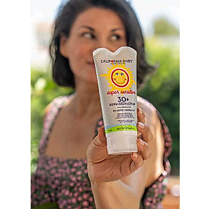 California Baby Super Sensitive SPF 30+ Sunscreen Lotion | Broad Spectrum | Unscented Mineral Sunscreen Face & Body | Allergy-Friendly | Coral Reef Safe | Benzene-Free | Baby, Kids, Adults Physical Sunscreen For Sensitive Skin or Eczema | 170 g / 6 oz.