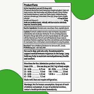 Pet Wellbeing Lung Gold for Dogs - Vet-Formulated - Lung & Respiratory Immune Support, Open Airways, Easy Breathing - Natural Herbal Supplement 2 oz (59 ml)