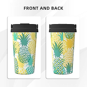 WANGXUEE Tropical Pineapple Print 500ml Stainless Steel Travel Tumbler Double Wall Vacuum Insulated Coffee Mug
