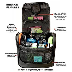 Wayfarer Supply Hanging Travel Toiletry Bag - Large Cosmetic Bag Organizer for Toiletries, Makeup and Shaving Supplies - Cruise and Travel Essentials for Women & Men, Black