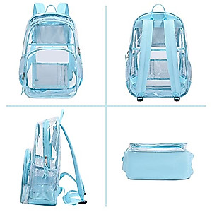 MIRLEWAIY Lightweight durable See Through Book Bag Stadium Approved Schoolbag Heavy Duty Mesh school Backpack with Inner Compartment, Pink