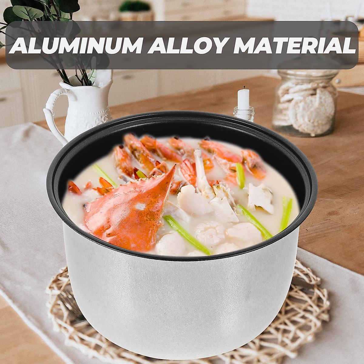 Angoily Rice Cooker Small Rice Container 1 Set Rice Cooker Inner Pot Pressure Cooker Replacement Liner Non-sticks Baking Pot Mixing Bowl for Kitchen Restaurant 2L Rice Cooker Small Rice Container