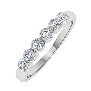 FINEROCK 1/5 Carat 6-Stones Diamond Wedding Band Ring in 10K White Gold (Ring Size 5.75)