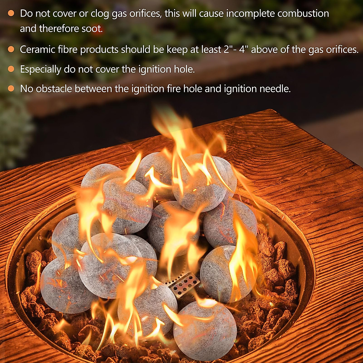 Goplus Ceramic Fire Balls, 15 PCS 3” Fiber Round Fire Stone Set, Decorative Gas Log or Indoor Outdoor Fireplace, Fire Bowls, Fire Pit, Wood Burning Stove