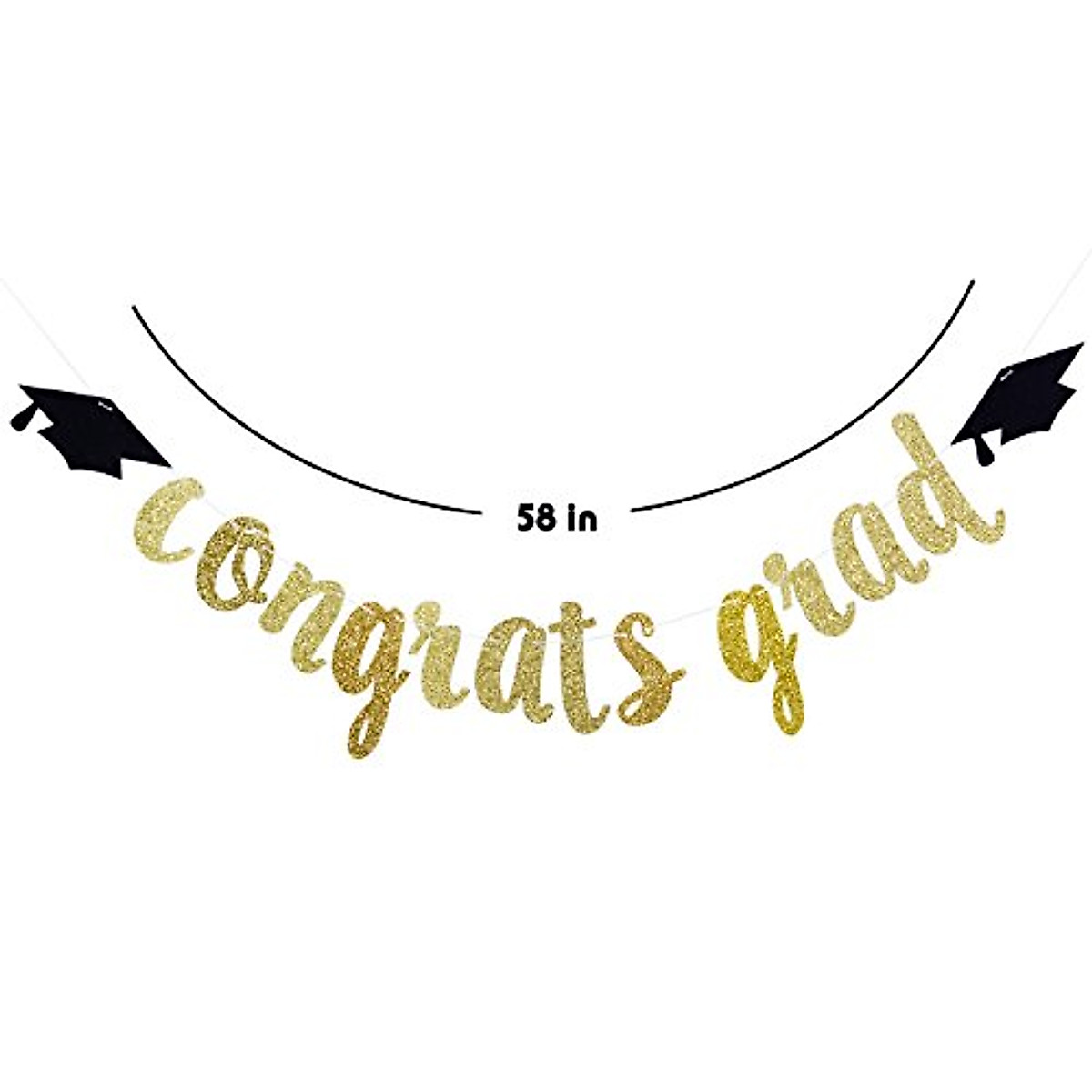 Congrats Grad Gold Glitter Banner-Graduate Party Decorations