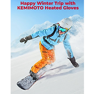 KEMIMOTO Heated Mittens for Men Women Rechargeable, Ski Mittens Gloves Electric 2PCs Battery with Touchscreen Waterproof Hand Warmer for Winter Skiing Snowboarding Hiking Climbing Camping, Size L