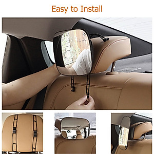 YUENTOEN Baby Car Mirror - Rear Facing Baby View Mirror, ABS Crystal Clear View Shatterproof Baby Back Seat Mirror with Silicone Double Clamp Arm Automotive Seats Accessories for Back Seat View