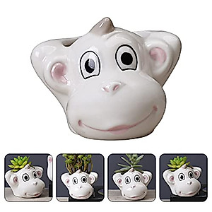 Yardwe Mini Planter 1pc Cartoon Animal Vase Small Planter Pots Succulent Plant Pots Cute Animal Planter Garden Planters Animal Pots Pottery Flower Pots s Modern Ceramics White Clay